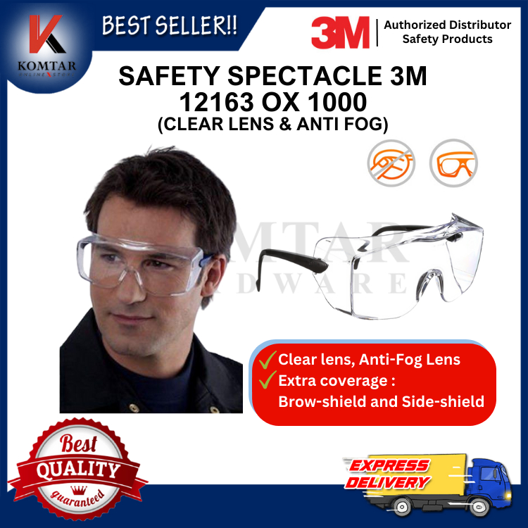 SAFETY SPECTACLE 3M 12163 OX 1000 (CLEAR LENS & ANTI FOG) | Shopee Malaysia