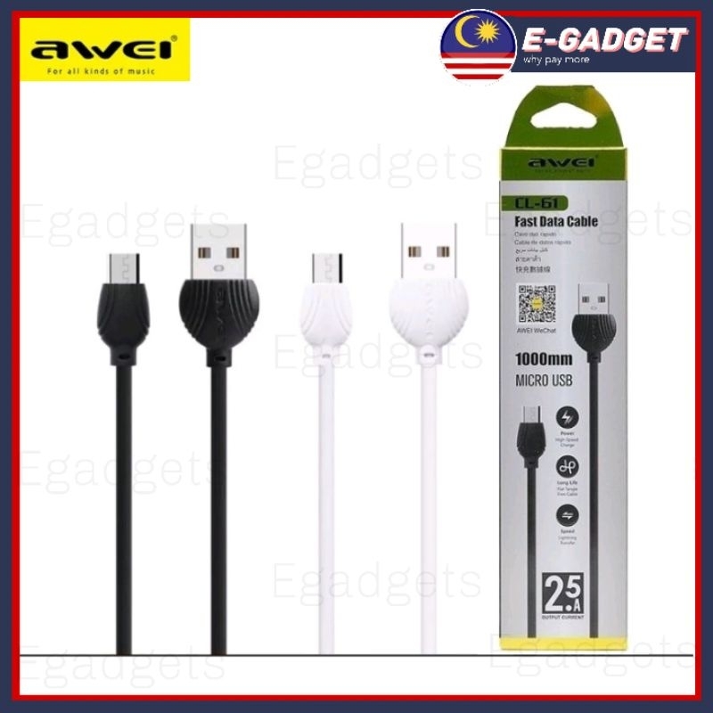 AWEI CL61/ CL62 / CL63 100% ORIGINAL 2.5A FAST DATA CABLE 1000MM ...