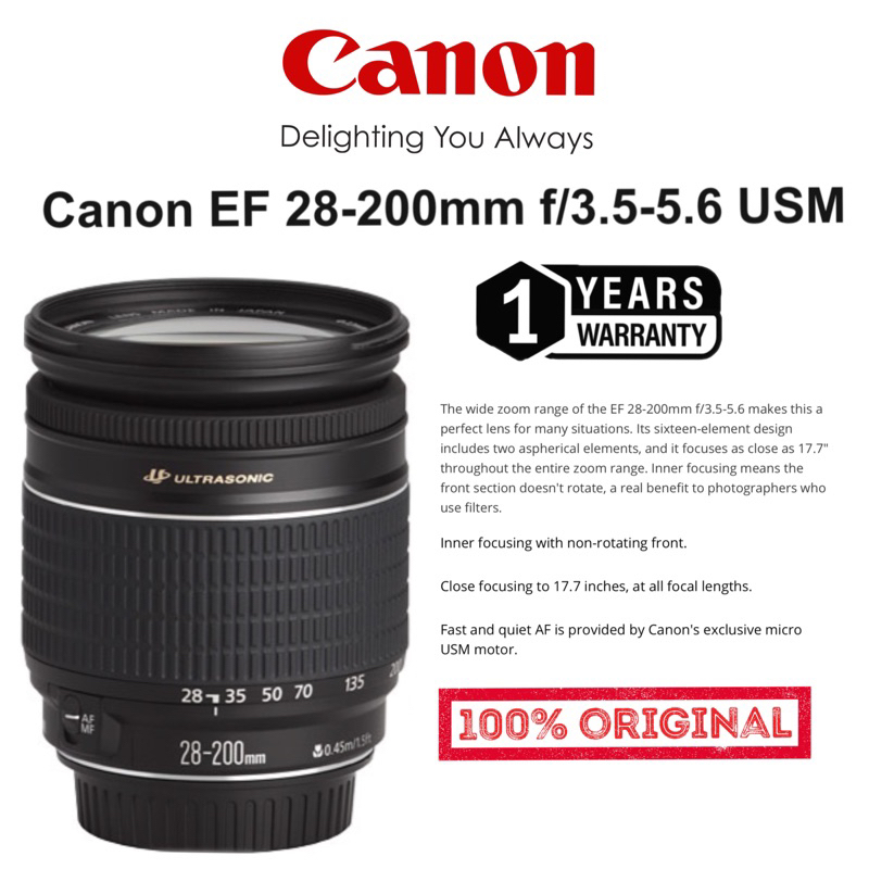 Canon EF 28-200mm F/3.5-5.6 USM Ultrasonic fast focus lens for DSLR ...