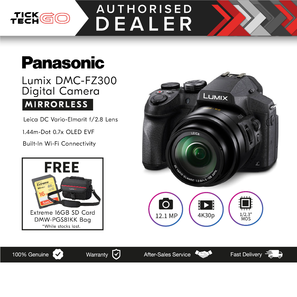 Panasonic Lumix DMC-FZ300 4K Digital Camera + (DC VARIO-ELMARIT 25 ...