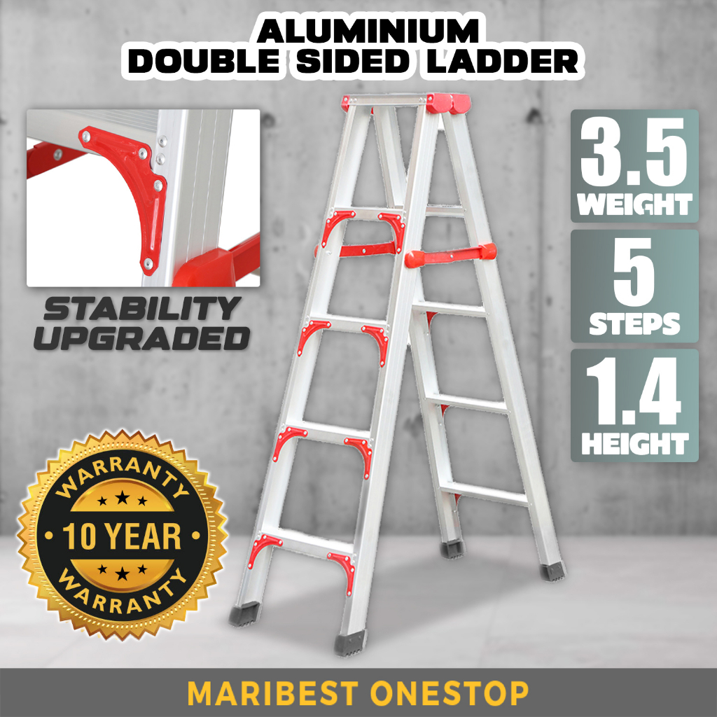 5 Step Ladderman Heavy Duty Aluminium Double Sided Ladder Multi Purpose ...