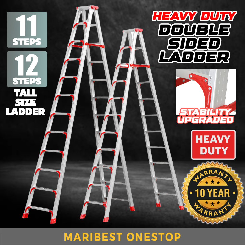 11/12 Step Heavy Duty Ladderman Aluminium Double Sided Ladder Multi ...