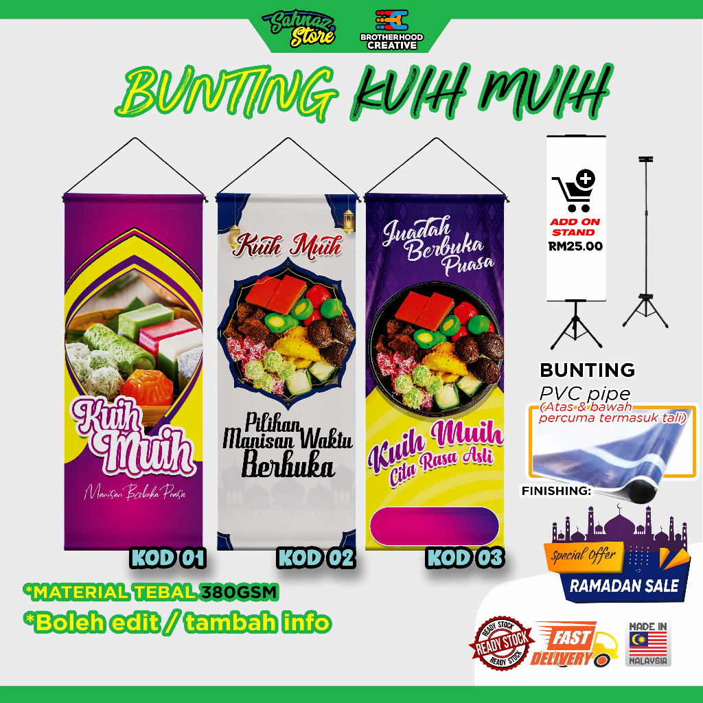 Bunting Kuih Muih | Bunting Banner produk makanan readymade design ...