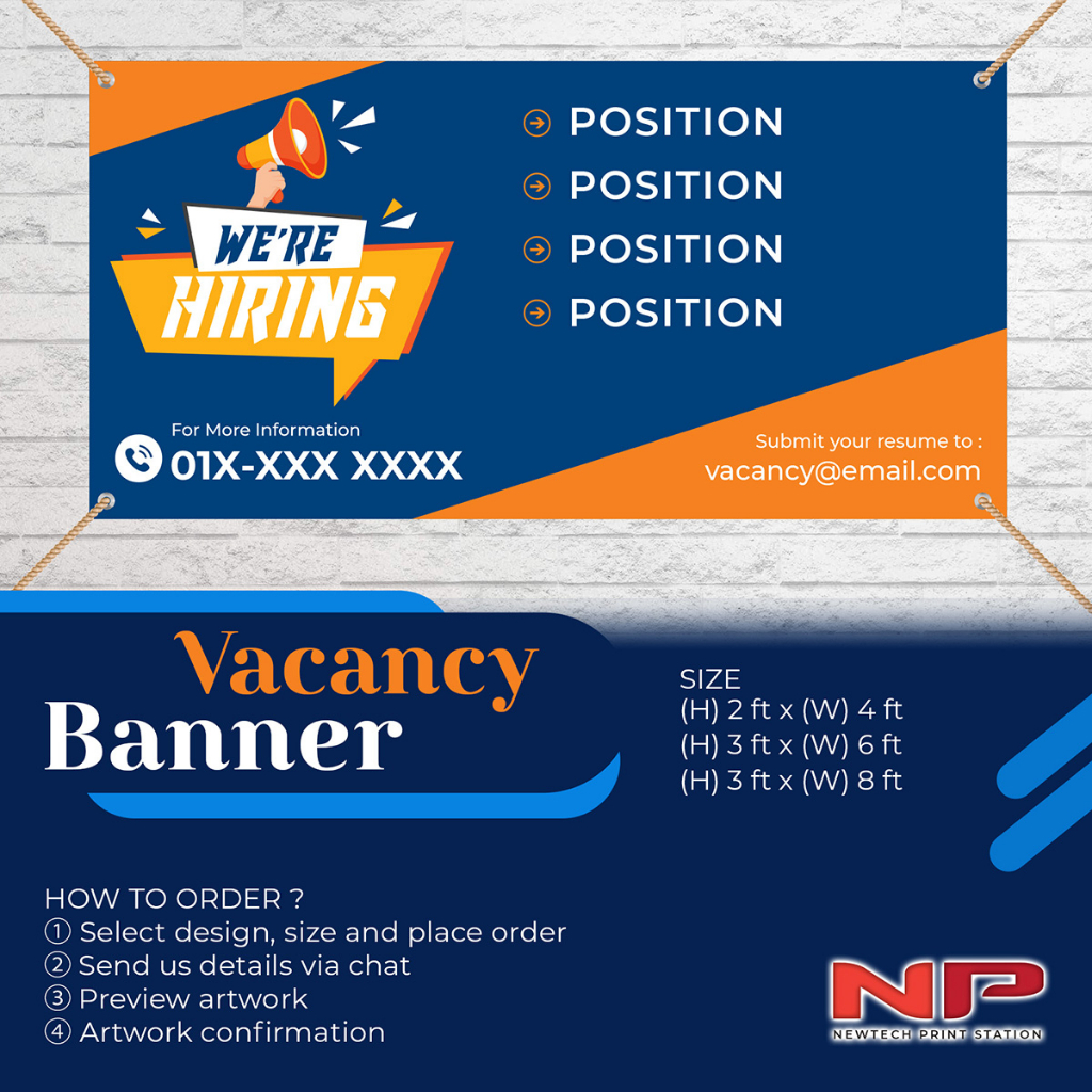 BANNER JOB VACANCY / JAWATAN KOSONG / HIRING BANNER BUNTING ( FREE ...