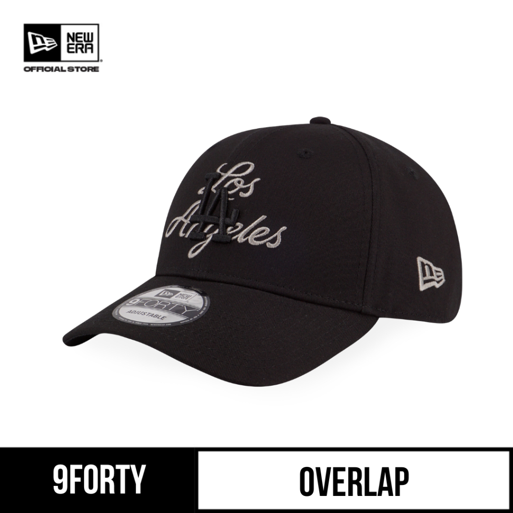 New Era 9FORTY Los Angeles Dodgers Overlap Black Adjustable Cap ...