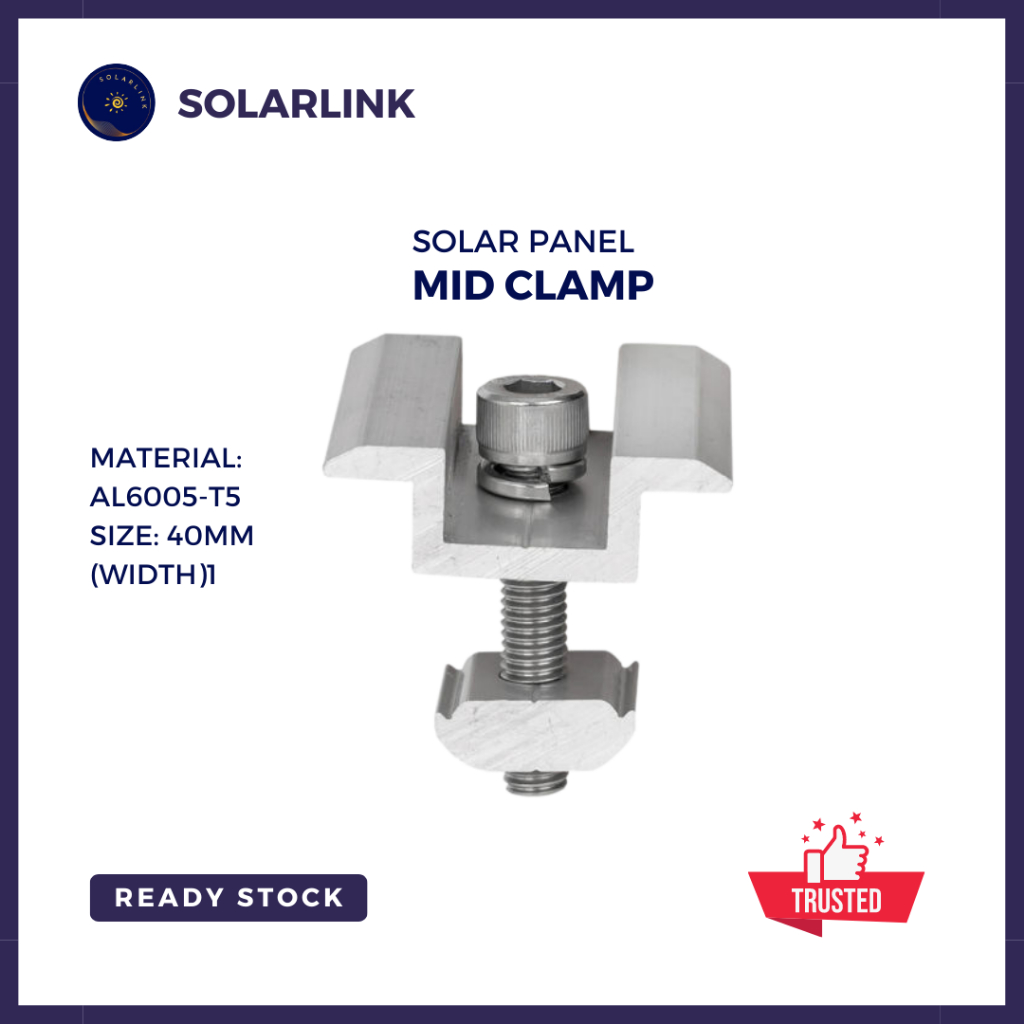 SOLAR PANEL MOUNTING COMPONENT - MID CLAMP 40MM | Shopee Malaysia