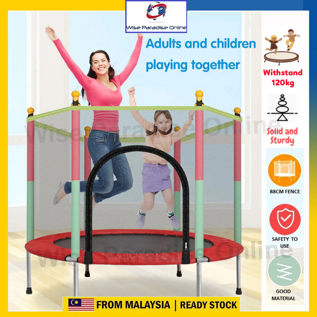 Trampoline Kids Baby Safety Jumper Indoor Playground with Guardrail Kid ...