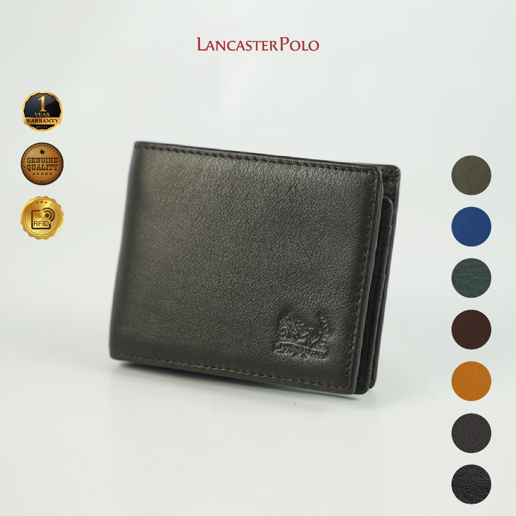 Lancaster Polo Top Grain Leather Bifold Men Wallet with Coin Pocket ...