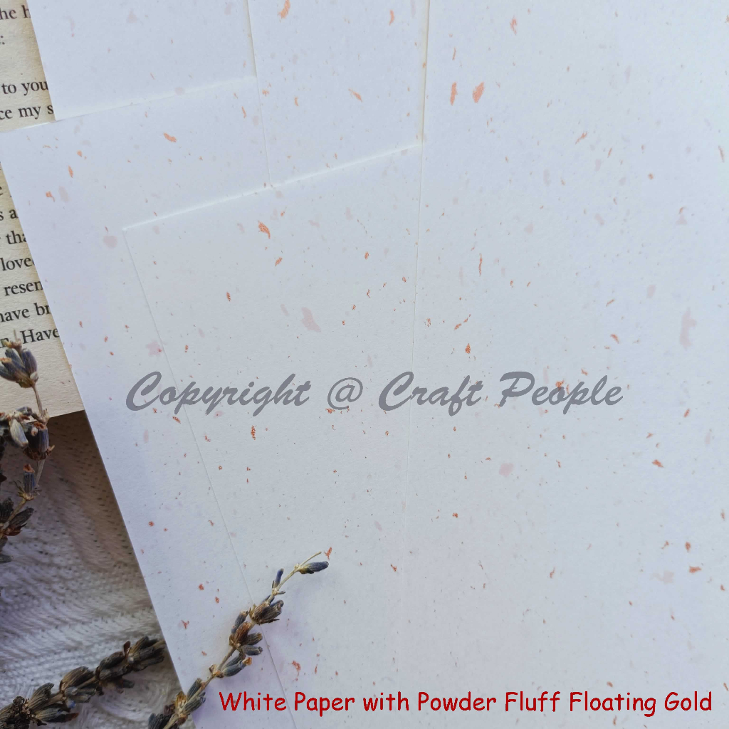 Warm White Paper with Powder Fluff Floating Gold 粉絮飘金纸 110gsm (A4/A5 ...