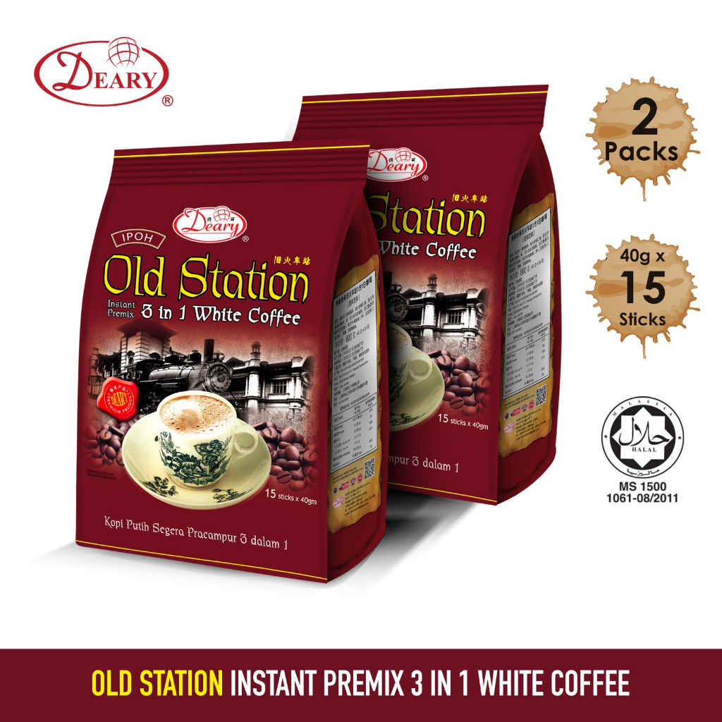 Deary Old Station Instant Premix 3-In-1 White Coffee (40g x 15 Sticks x ...
