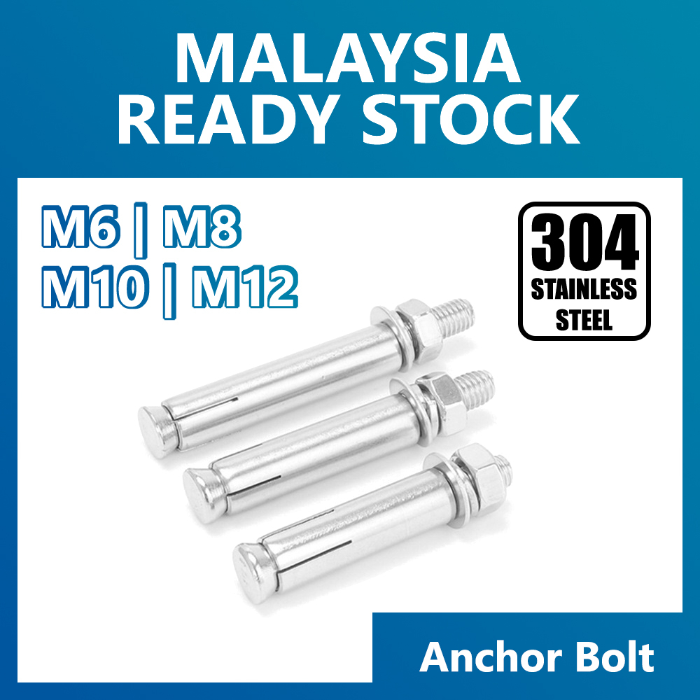 Expansion Anchor Bolt M6 M8 M10 M12 | 304 Stainless Steel | Wall Plug Construction Strong Secure ...