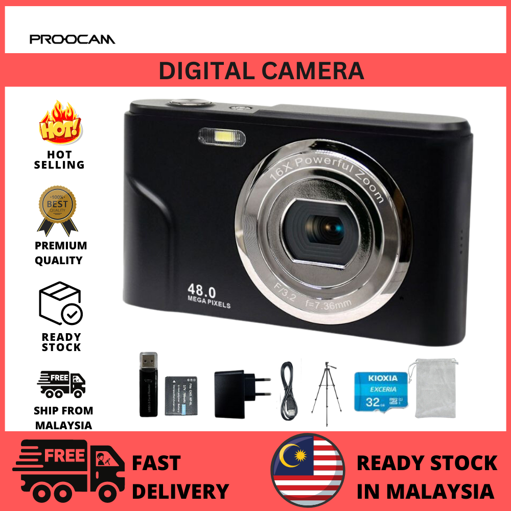 🔥READY STOCK🔥 DIGITAL CAMERA DC-411 48MP 1080P 2.4-inch 16X Zoom Auto ...