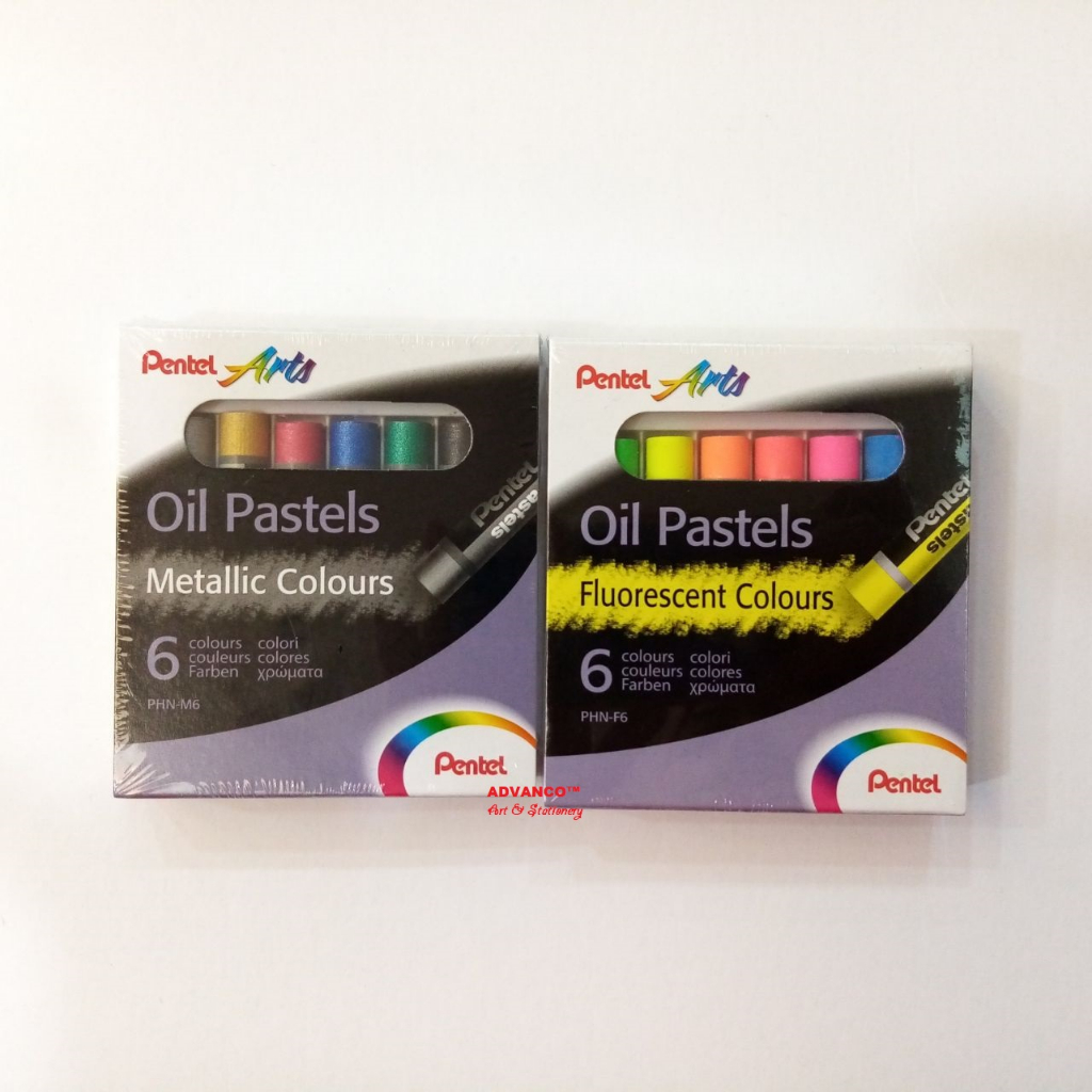 PENTEL OIL PASTELS SET OF 6 (AVAILABLE IN METALLIC & FLUORESCENT ...