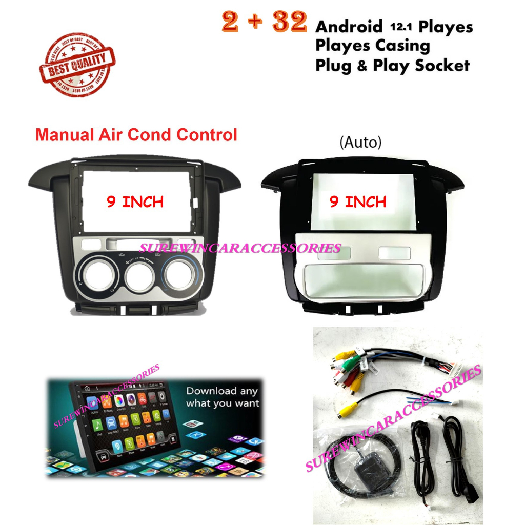 TOYOTA INNOVA 2011 - 2015 (AUTO / MANUAL) ANDROID PLAYER 9” INCH PLUG N ...