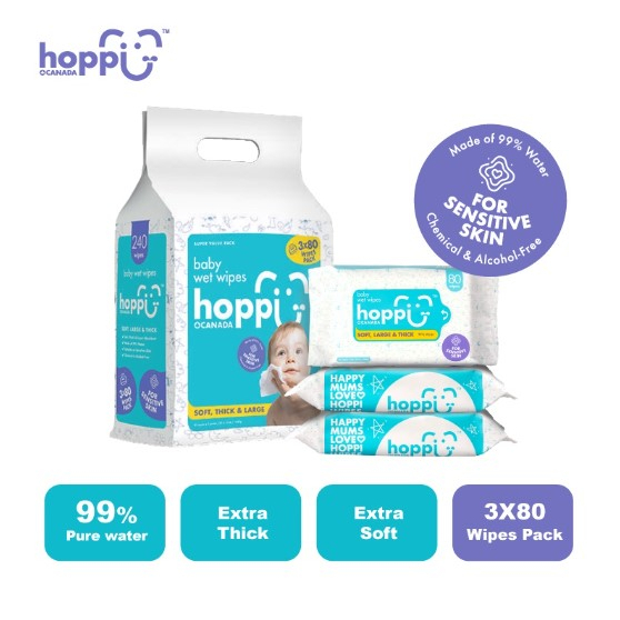 Hoppi Wet Wipes- 80 sheets 3 in 1 Bundle Pack | Shopee Malaysia