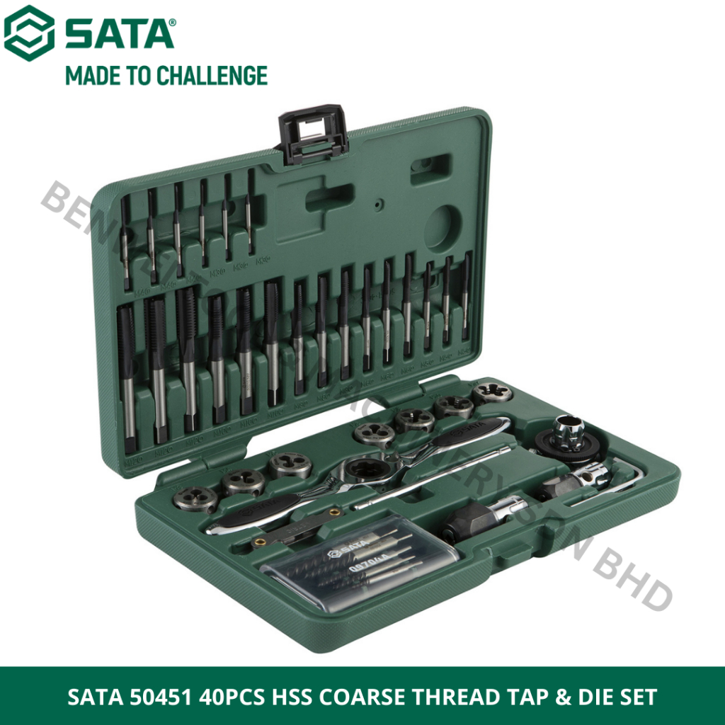 SATA 50451 40PCS HSS COARSE THREAD TAP & DIE SET / SCREW EXTRACTOR SET ...