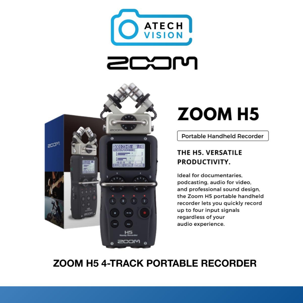 Zoom H5 4-Input / 4-Track Portable Handy Recorder with Interchangeable ...