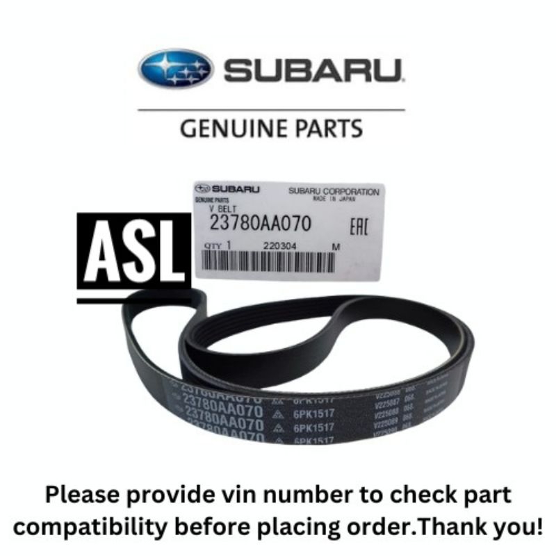 23780AA070 Genuine Subaru V Belt XV2 GT7 Forester SK 6PK1517 | Shopee ...