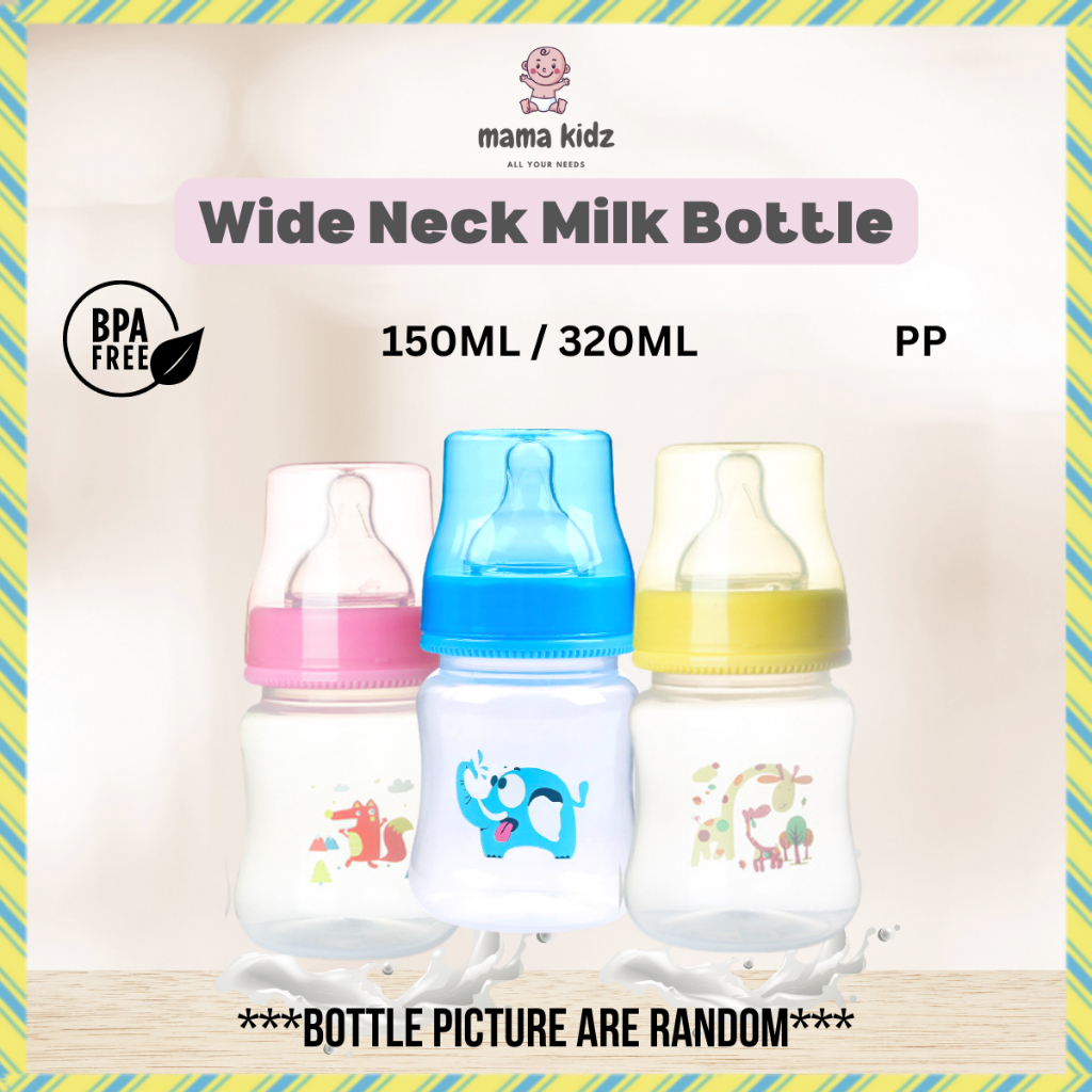 MAMAKIDZ Wide Neck Bottle Baby Milk Bottle Feeding Newborn 150ml Botol ...
