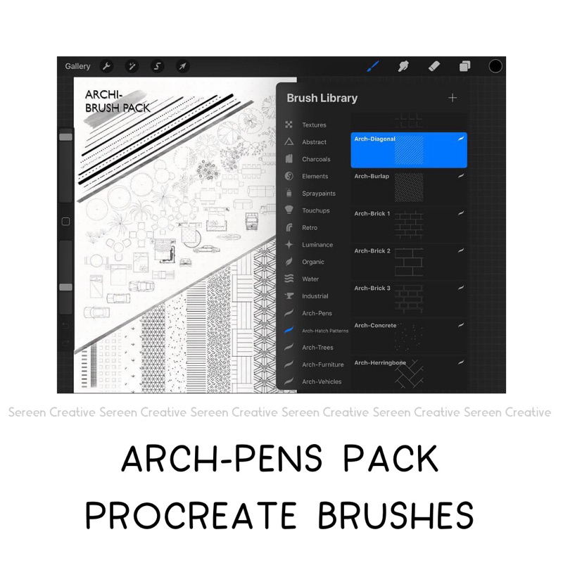 P349 Full Set Arch-Pens Brushes Pack for Procreate (Architectural, line ...
