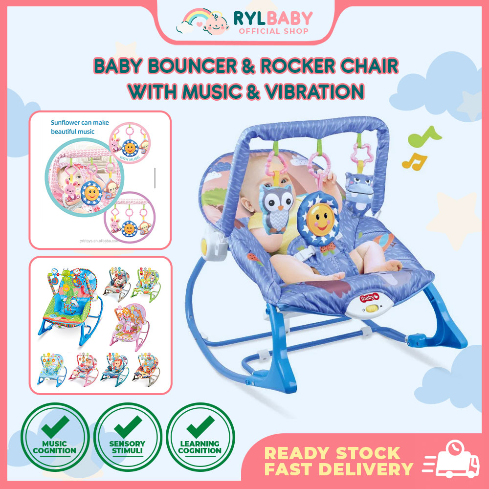 Baby Rocker Bouncer Toddler with Music & Vibration Mode Baby Rocking ...