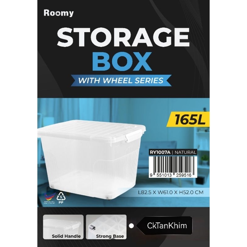 Plastik Storage Box Transparent 165Liter/125Liter With Wheel/Bekas ...