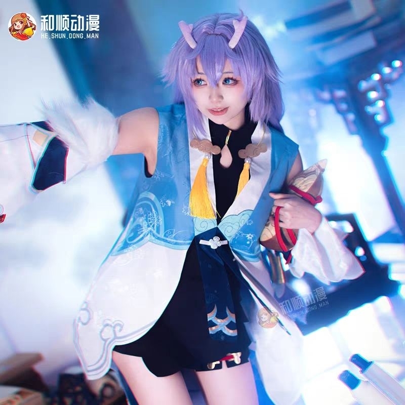 Honkai Star rail cosplay Bailu wig shoes Healer Lady Luofu 白露 尾巴 bailu ...