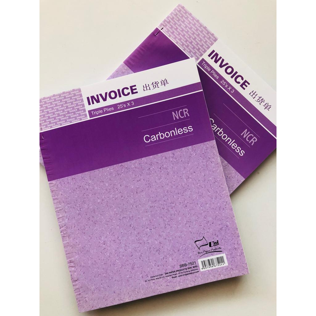 Uni NCR Invoice Book Carbonless 3 plies with numbering - 25s x 3 ...