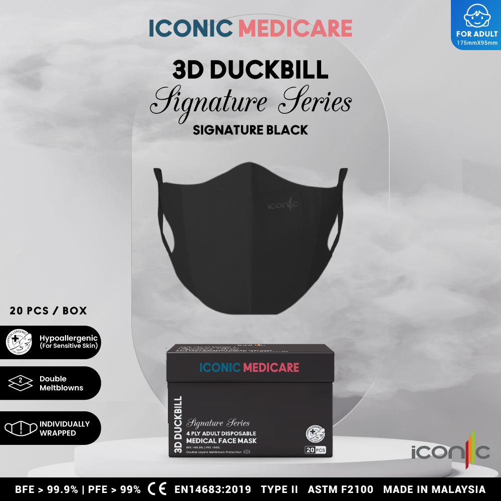 ICONIC 3D DUCKBILL 4PLY ADULT Disposable Medical Face Mask (20's/BOX ...