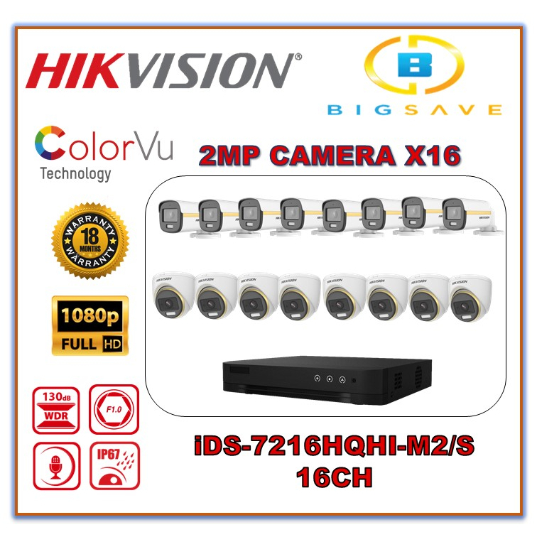HIKVISION 2MP SET 16CH 16CHANNEL DS-7208HQHI-K1/E DVR&DS-2CE10DF3T-FS ...