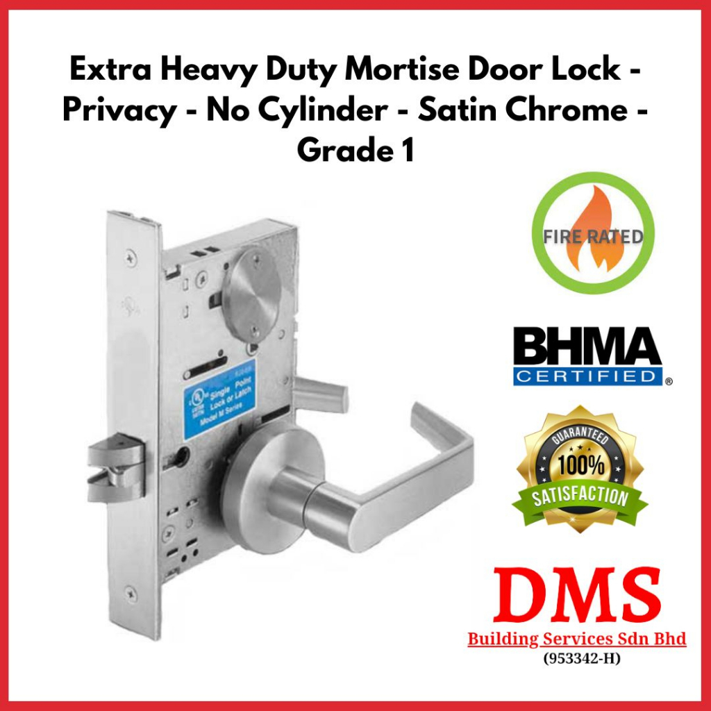 Extra Heavy Duty Mortise Door Lock - Privacy - No Cylinder - Satin ...