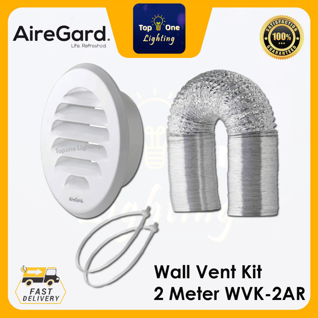 Airegard WVK-2AR Wall Vent Ducting Kit 4 Inch Round + 2 Meter 4 ...