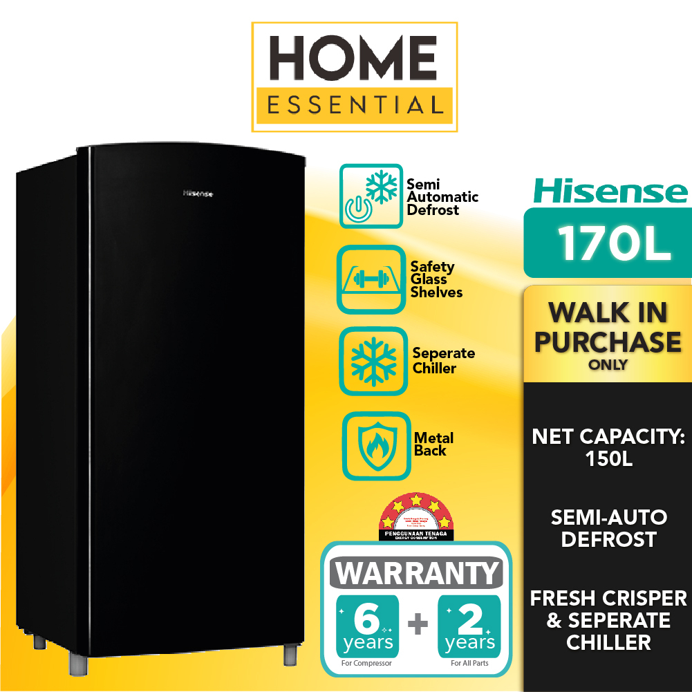 Hisense 170L Single Door 1-Door Fridge RR198D4ABM (Black) | Faber 190L ...