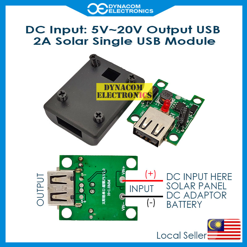 DC 5V~20V 2A DC-DC Single USB Solar Panel Power Charger Regulator With Plastic Casing [Pengecas ...