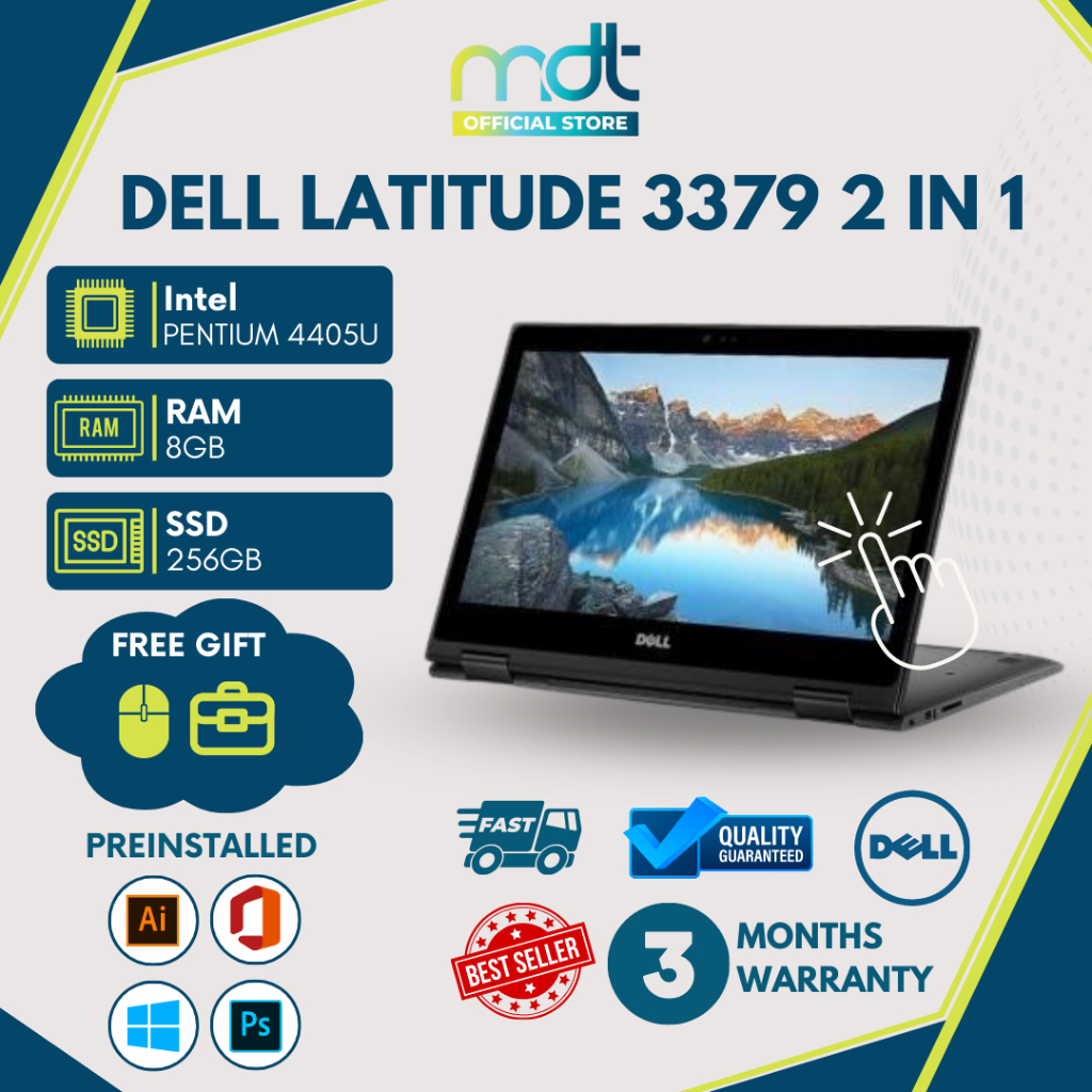 Dell Latitude 3379 2 IN 1 Touch Screen Laptop Pentium 4450U 8GB RAM 256GB SSD WIN 10 PRO ...