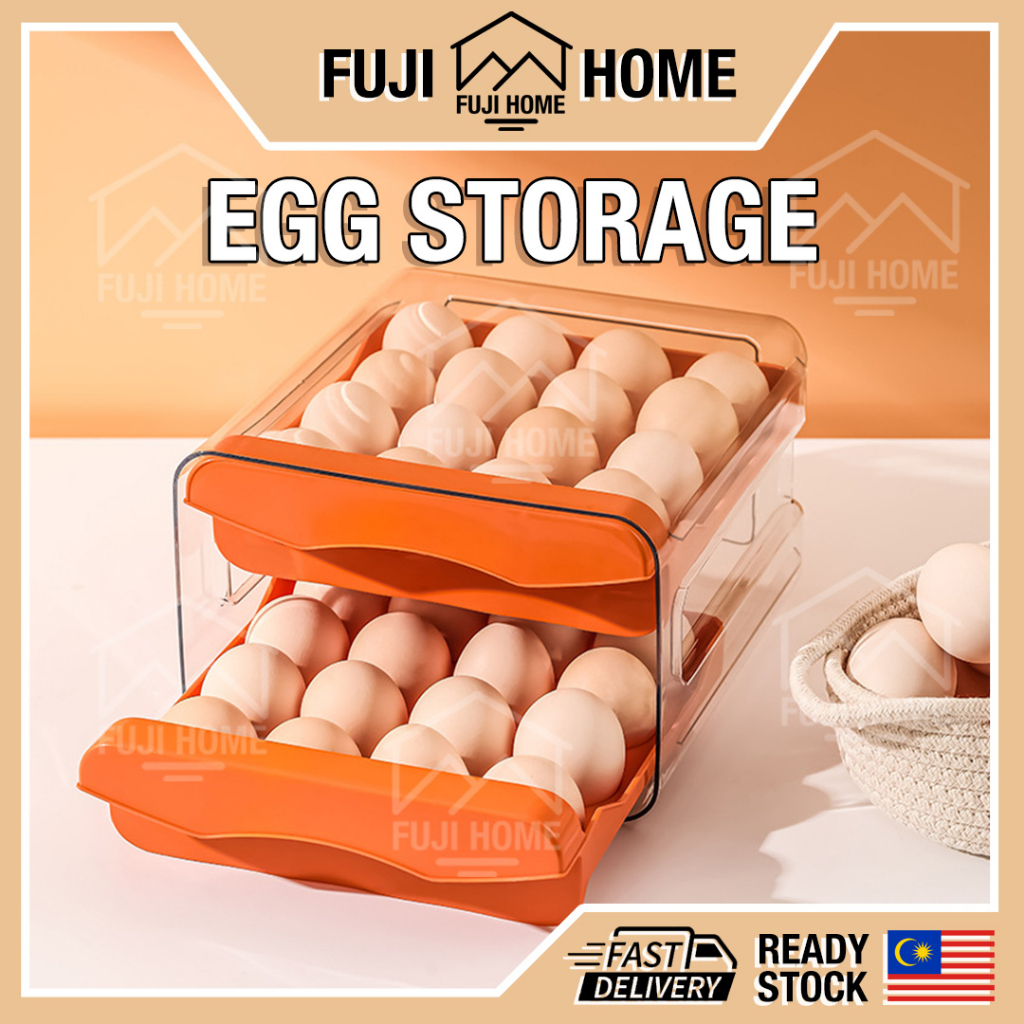 🏠READY STOCK🏠 32 Slots Double Layer Drawer Egg Storage Container ...