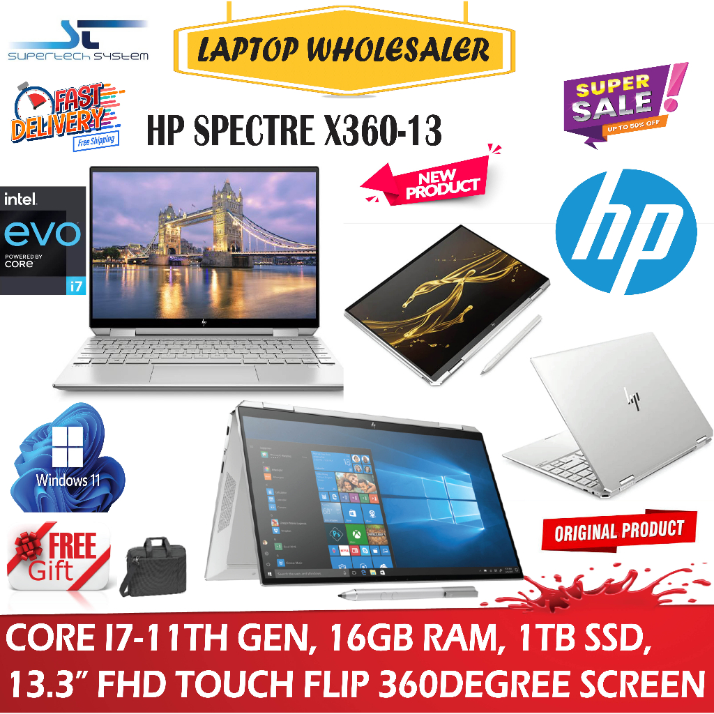 HP SPECTRE X360-13 (CORE i7-11 GEN, 16GB RAM, 1TB SSD, 13.3" FLIP 360 TOUCH SCREEN, WIFI, WEBCAM ...