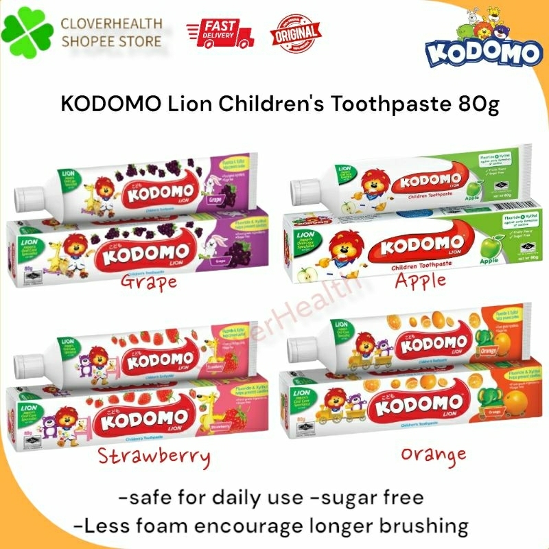 KODOMO Lion Children's Toothpaste 80g (Apple,Orange,Grape,Strawberry) | Shopee Malaysia