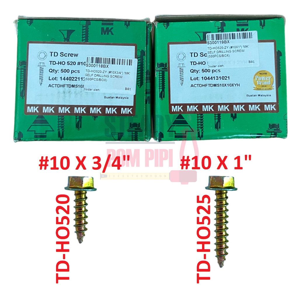 HEX SELF DRILLING SCREW TD-HO520 TD-HO525 / SKRU AWNING BUMBUNG ATAP ...
