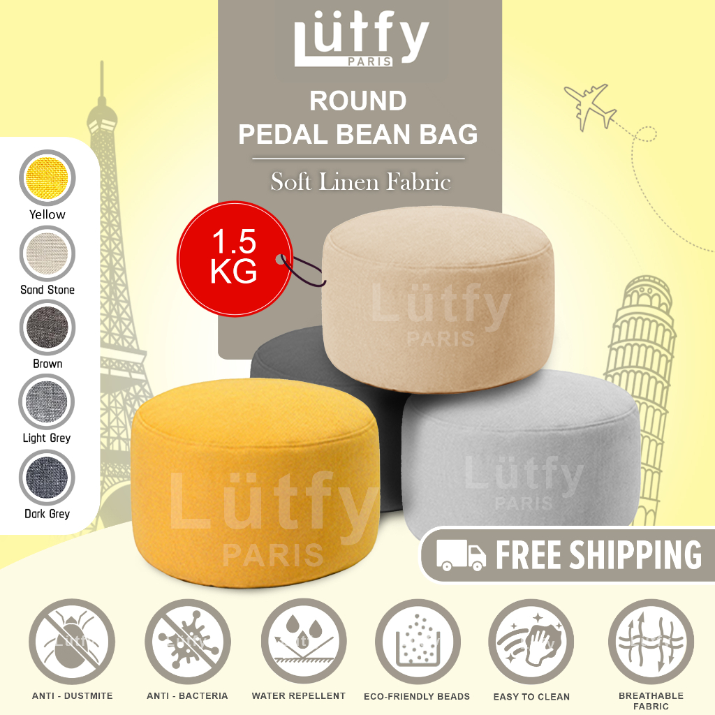 [Ready Stock] Round Bean Bag Stool with 1.5 kg(+/-) FILLING BEAN ...