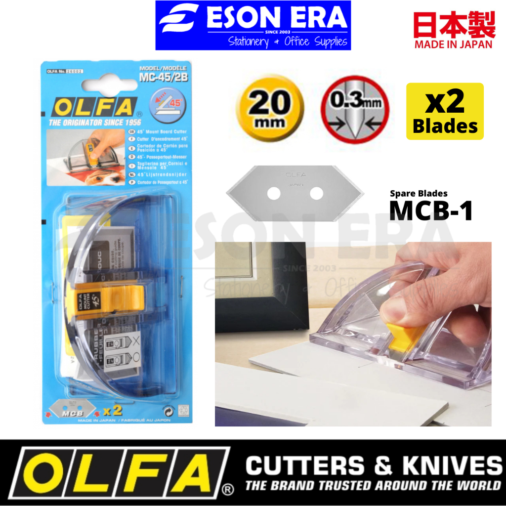Olfa MC-45/2B Mat/Mount Board 45 Degree Cutter Made in Japan Pisau Knife (Blades MCB-1) | Shopee ...