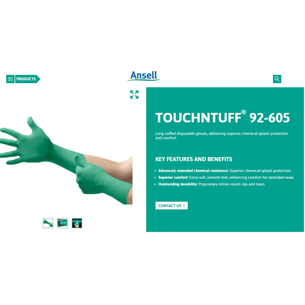 ANSELL TOUCHNTUFF 92-605 (300mm, 12 Inch) Glove Green 1 carton (10box ...
