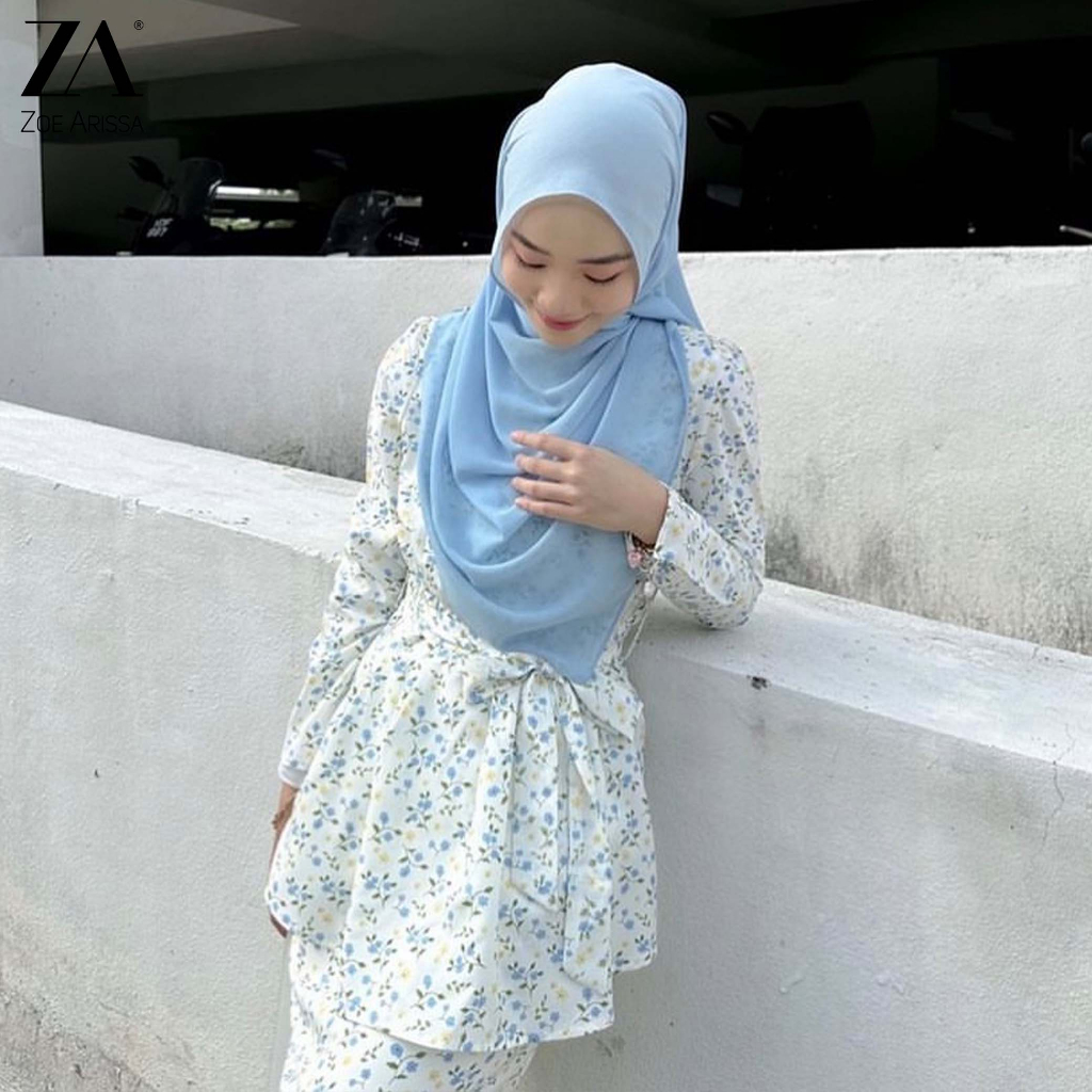 ZOE ARISSA BAJU KURUNG RAYA HAJI 2023 PASTEL PEPLUM Moden Kurung Floral ...
