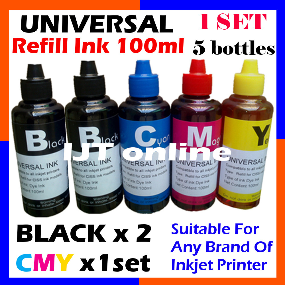 Universal Inkjet Printer Refill Ink 100ml 100 ml Value SET Compatible ...
