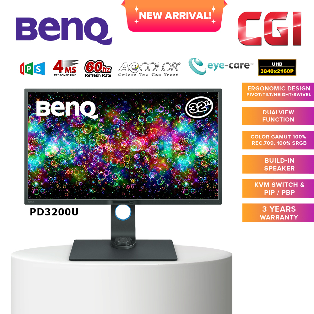 BenQ 4K UHD IPS 60Hz 4ms Ergonomic Designer Monitor 32" PD3200U ...