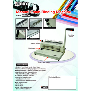 iTBOX Comb Binding Machine C200A | Heavy Duty Comb Binder |A4 Paper ...