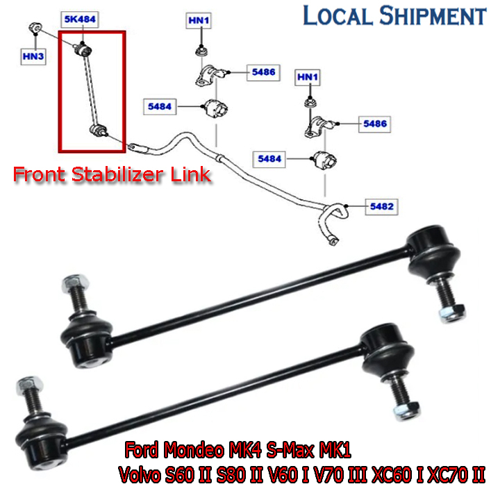 (2pcs)Front Stabilizer Link for Ford Mondeo MK4 S-Max MK1 Volvo S60 II ...