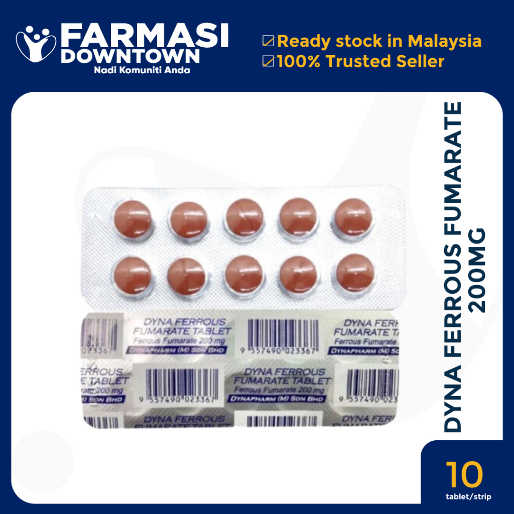DYNA FERROUS FUMARATE 200MG TABLET -10'S/STRIP | Shopee Malaysia
