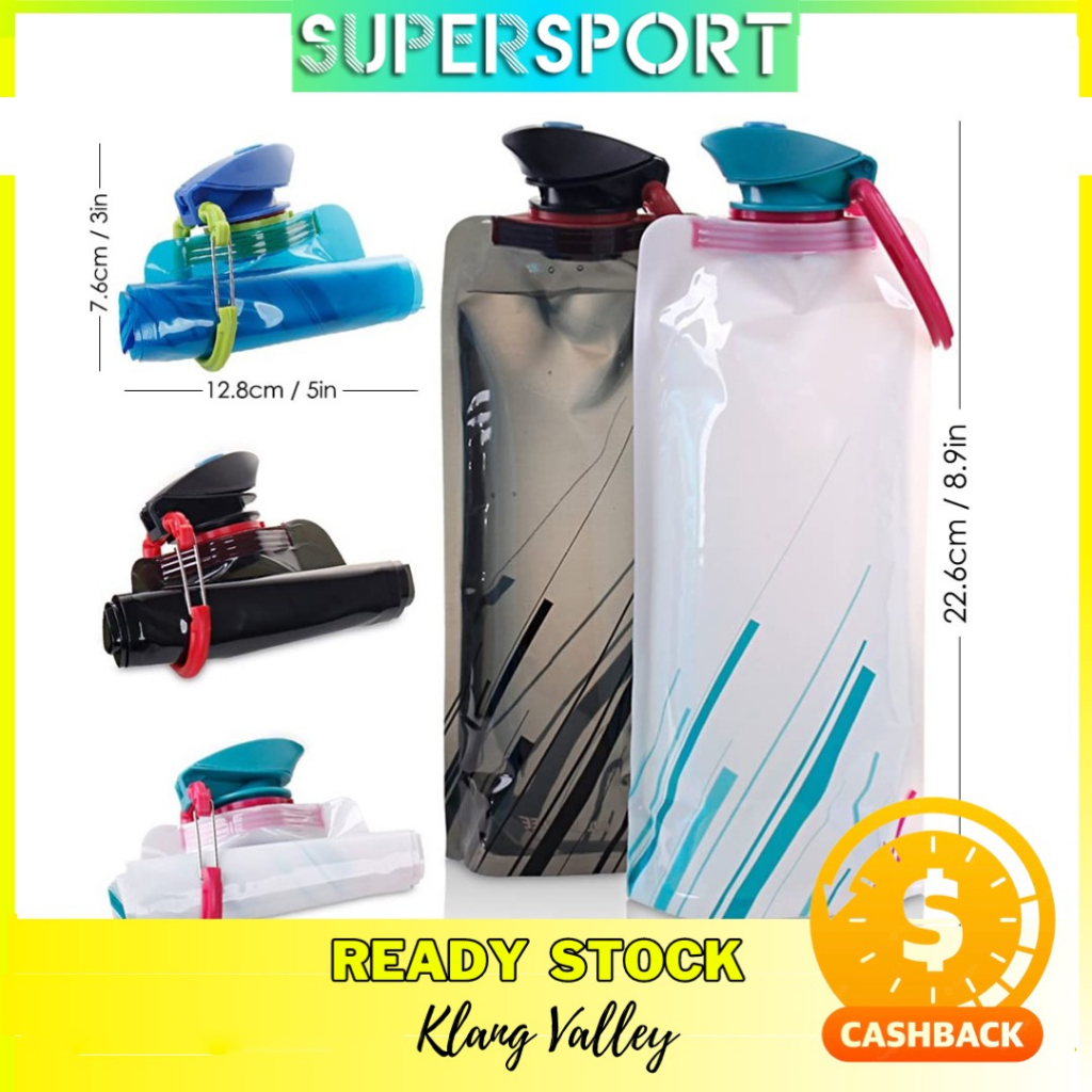 700ML Outdoor Collapsible Portable Foldable Water Pouch Bottles Sports ...