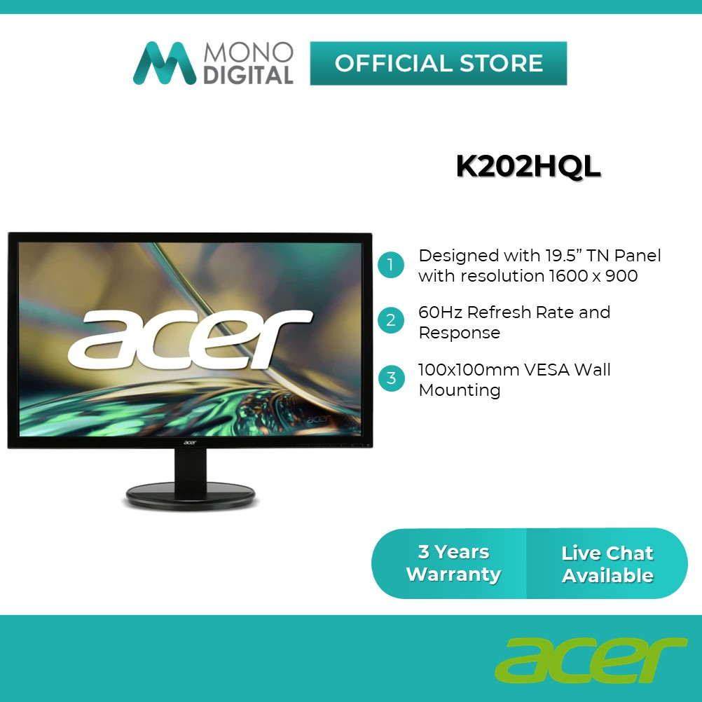 Acer K202HQL/K202HQL ABI 19.5" Monitor LED LCD Monitor | Shopee Malaysia